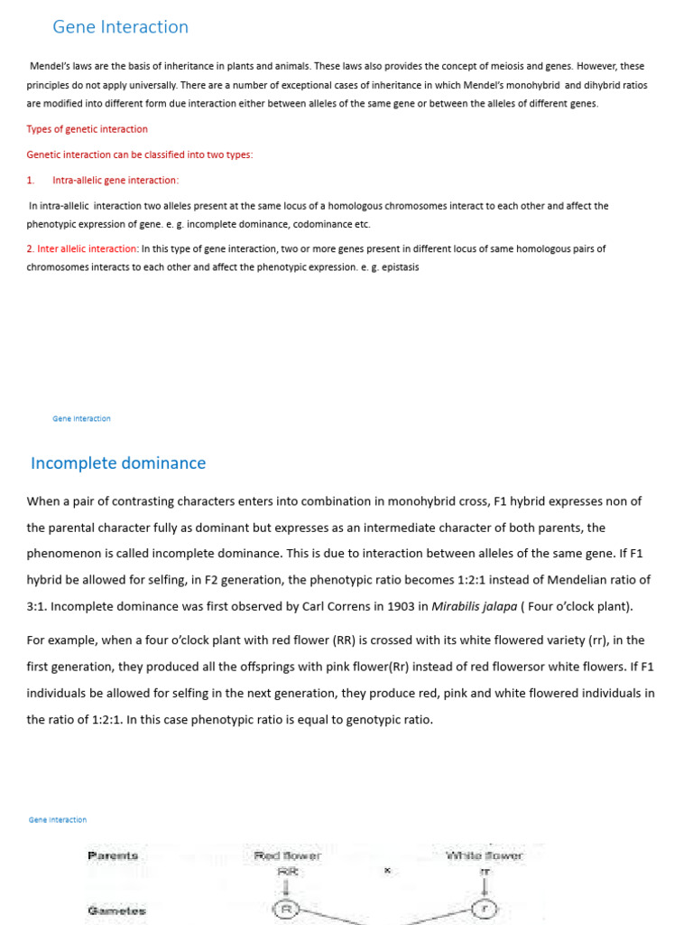 Gene Interaction | PDF | Dominance (Genetics) | Allele