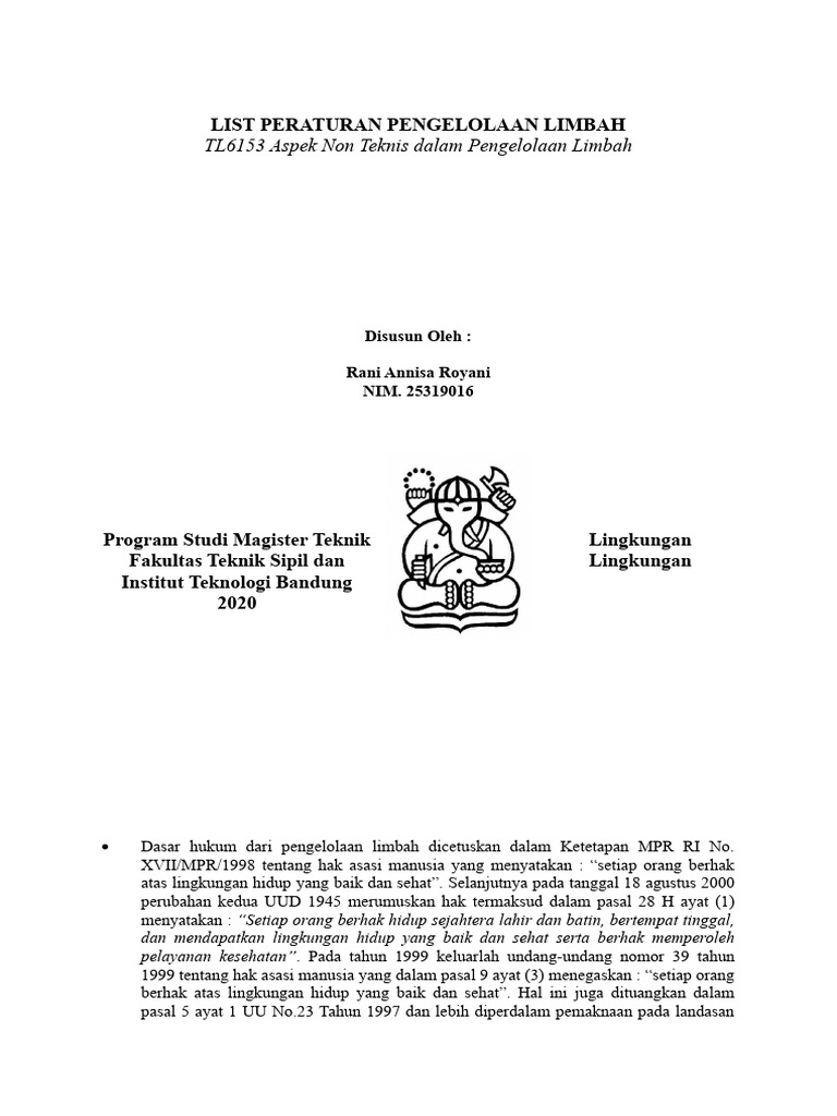 Peraturan Pengelolaan Limbah di Indonesia | PDF
