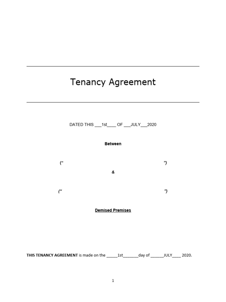 Tenancy Agreement Templates | PDF | Leasehold Estate | Landlord
