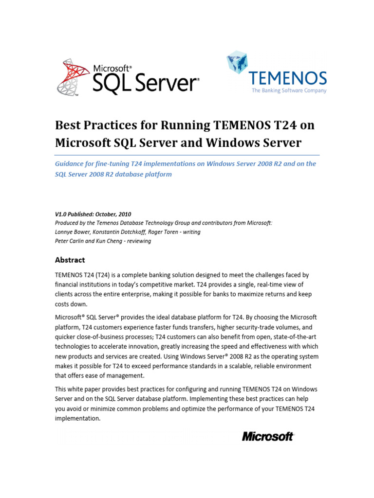 Silo - Tips Best Practices For Running Temenos t24 On Microsoft SQL Server and Windows Server ...