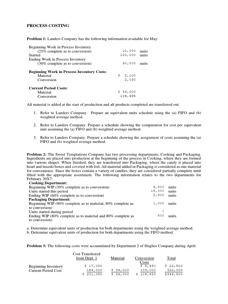 Problems Process Costing | PDF | Inventory | Cost Of Goods Sold