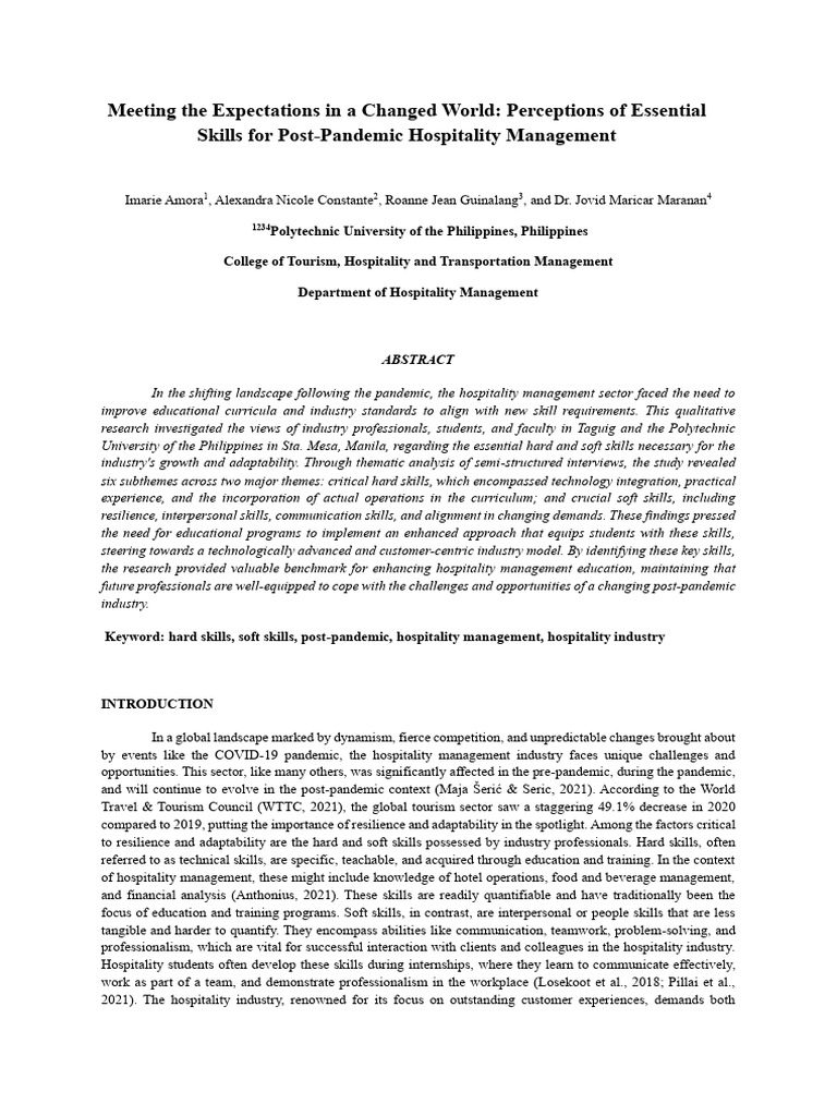 Meeting The Expectations in A Changed World Perceptions of Essential ...
