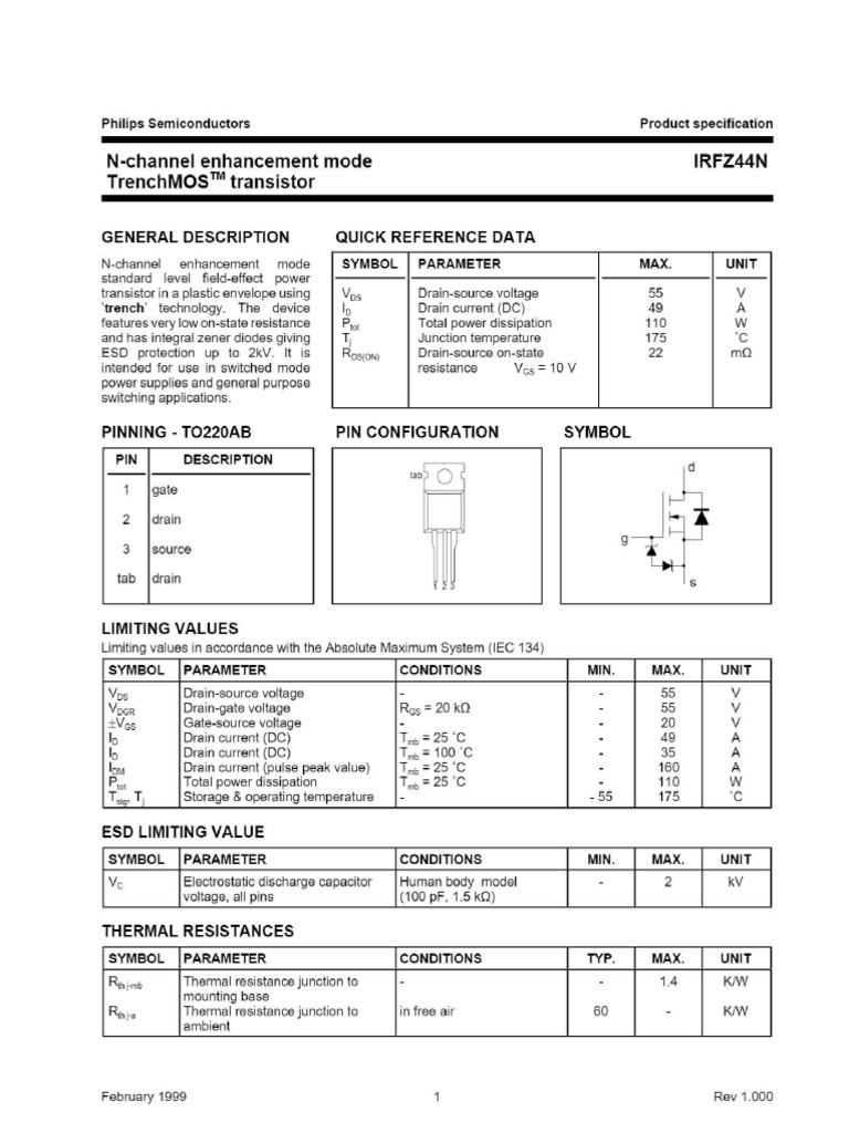 IRFZ44N - Datasheet | PDF