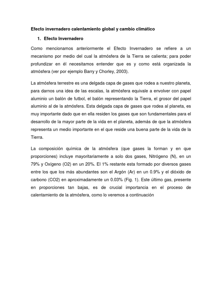 Efecto Invernadero Calentamiento Global y Cambio Climático | PDF ...
