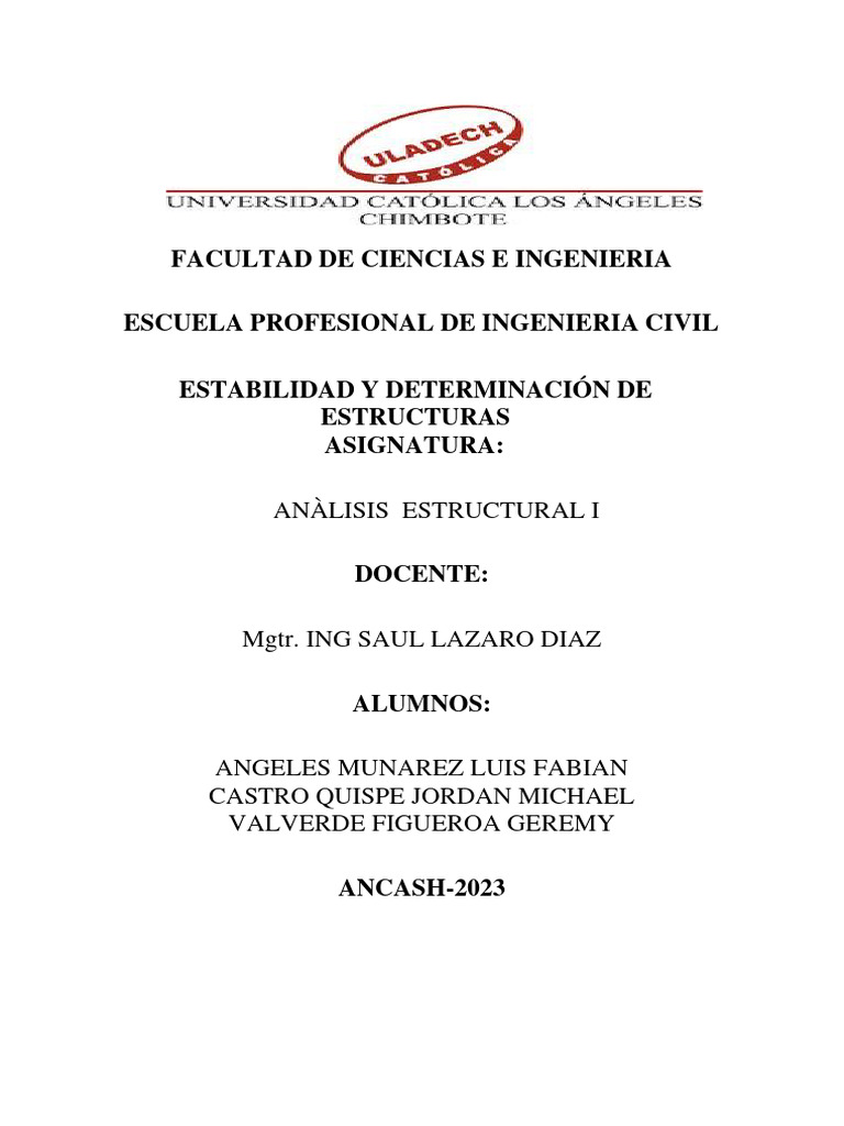 Estabilidad Y Determinación De Estructuras Analisis Estructural