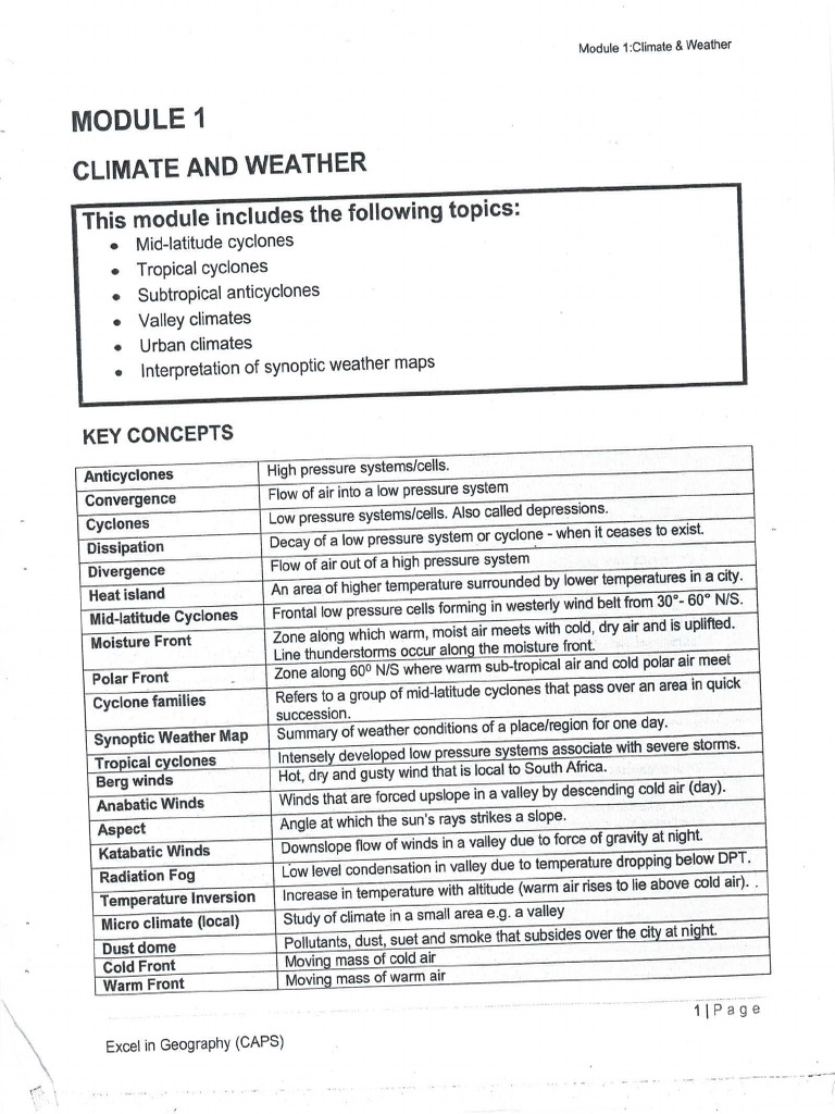 Climate and Weather Grade 12 | PDF
