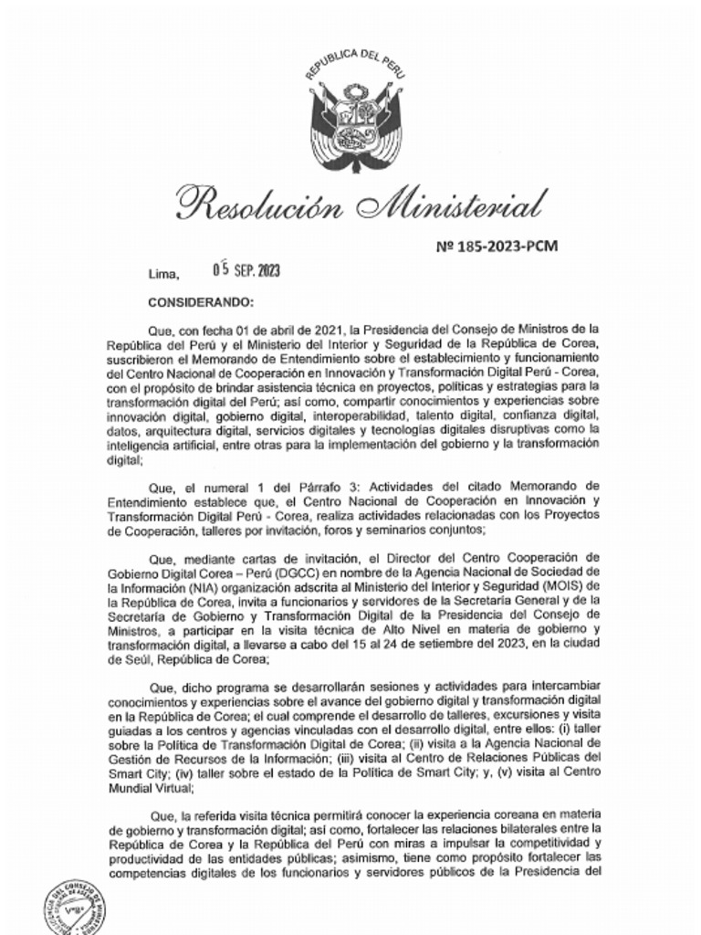 RM N 185-2023-PCM | PDF