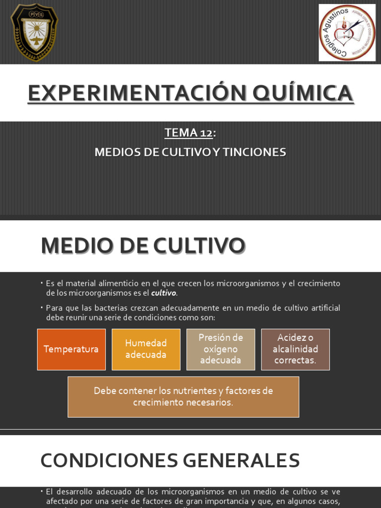 Tema 12 - Eq - Medios de Cultivo y Tinciones | PDF | Tinción | Medio de ...