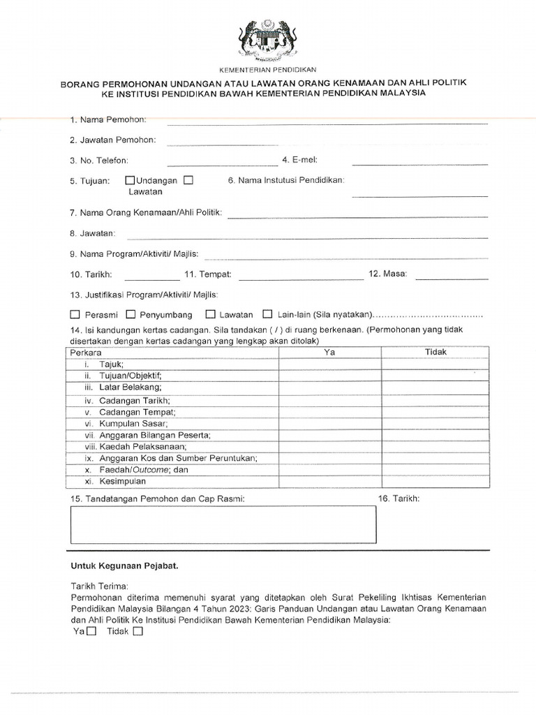 Borang Undangan Orang Kenamaan | PDF