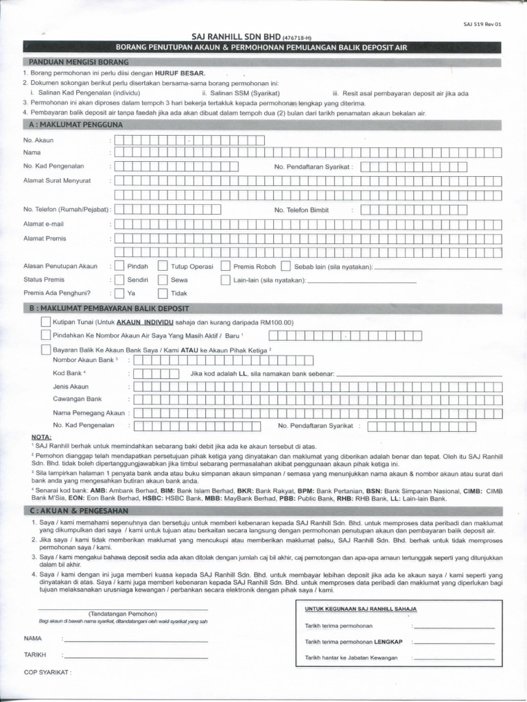 Borang-Penutupan SAJ | PDF