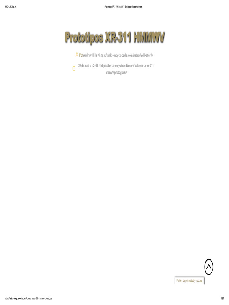 Prototipos XR-311 HMMWV - Enciclopedia de Tanques | PDF