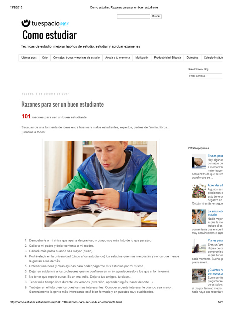 Como estudiar_ Razones para ser un buen estudiante | PDF
