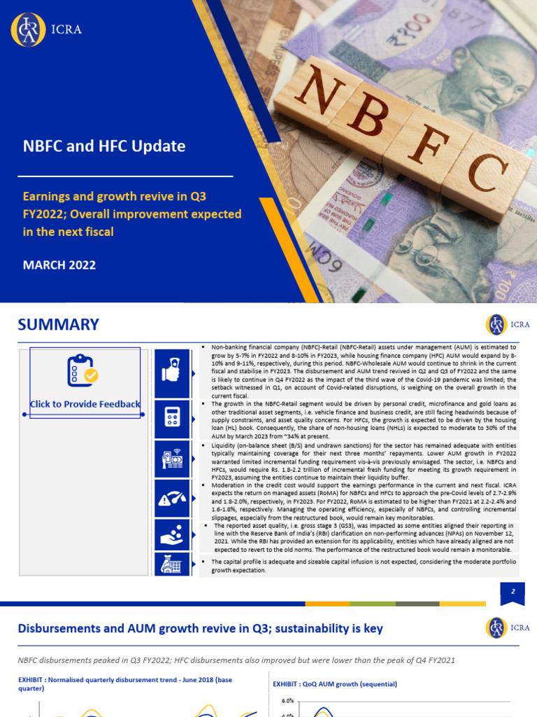 NBFC & HFC Growth Outlook March 2022 | PDF | Non Bank Financial Institution | Loans