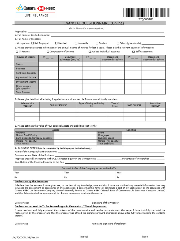 Financial-Questionnaire - HSBC (SOW) - 240214 - 221958 | PDF ...