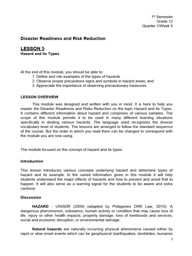 Module 5 - DRRR - CCNHS - BOLAS | PDF | Hazards | Toxicity