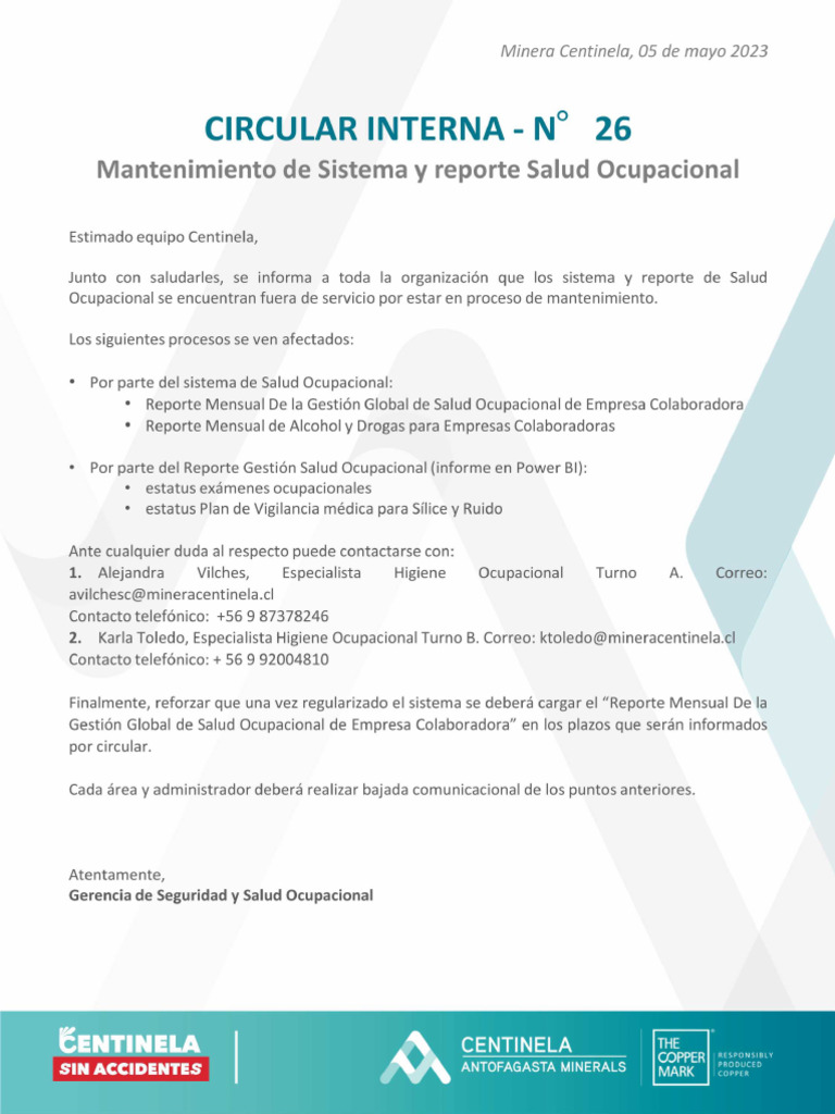 Circular interna 26 - Mantenimiento de Sistema y reporte Salud ...