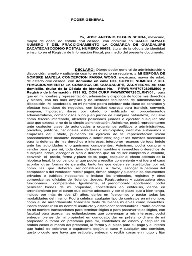 Poder General Cris | PDF | Propiedad | Bancos