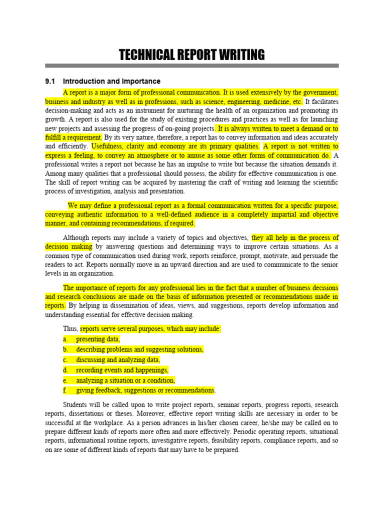 Technical Writting Sample For The English Subject in Civil | PDF ...