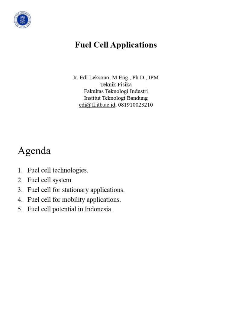 Materi Webinar Series 9 Fuel Cell Applications Download Free Pdf