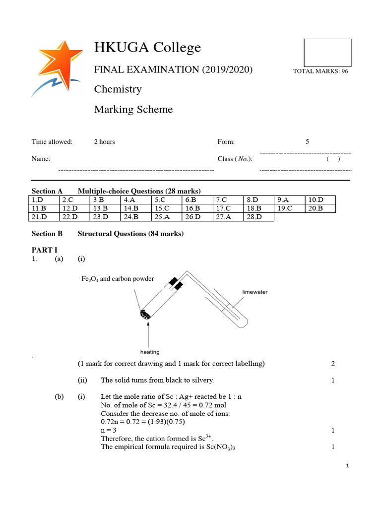 1920 - CHM - S5 - T2 - Full MS | PDF | Chemical Reactions | Ion