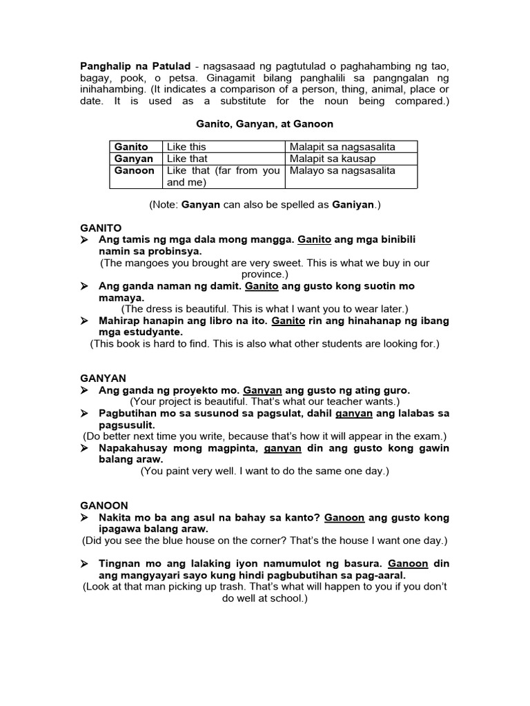 Panghalip Patulad | PDF