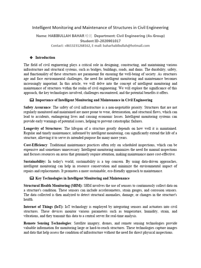Intelligent Monitoring and Maintenance of Structures in Civil ...