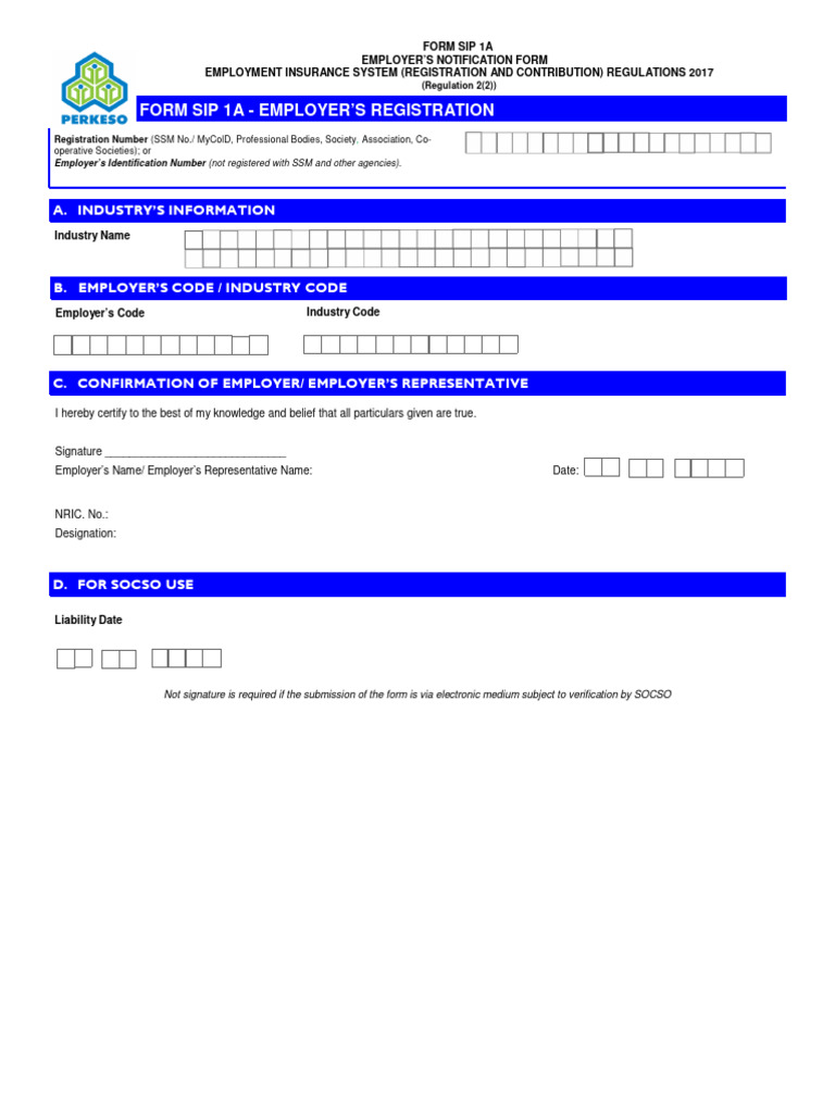 Form SIP 1A-Employers Notification Form | PDF