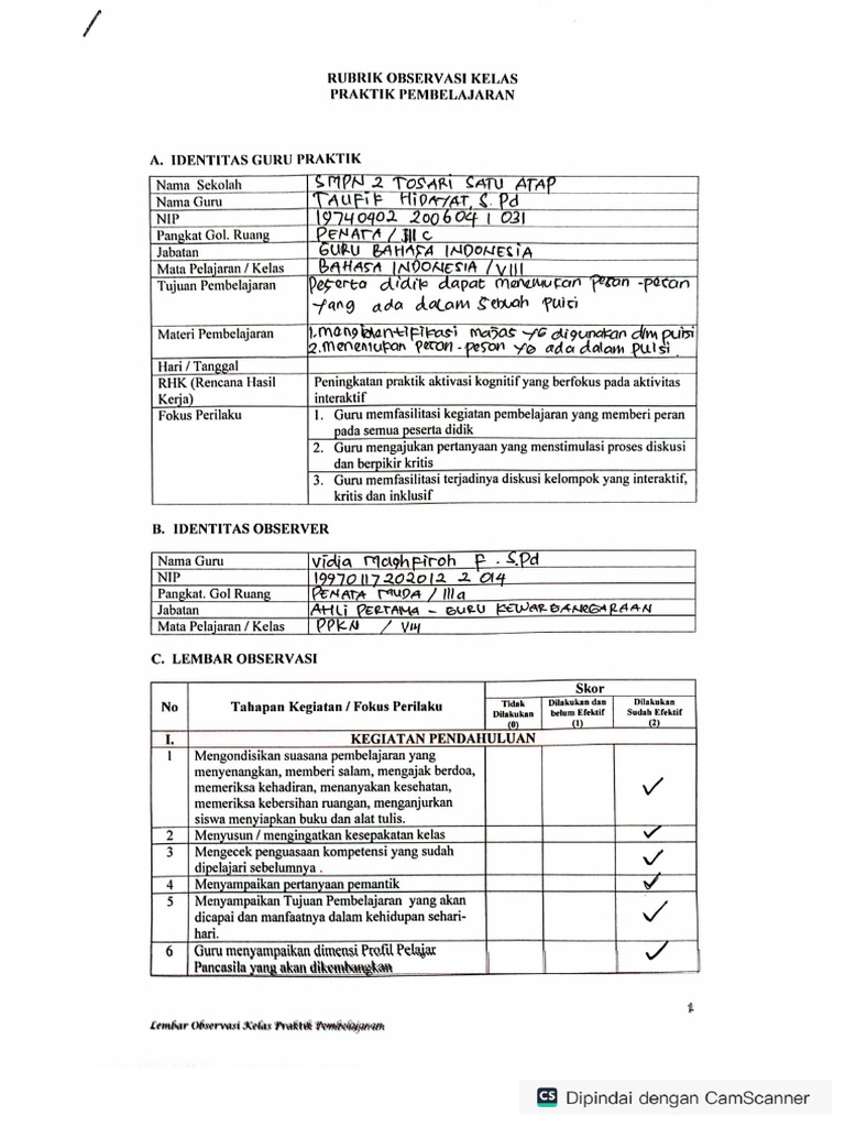 RUBRIK OBSERVASI PRAKT 24 | PDF