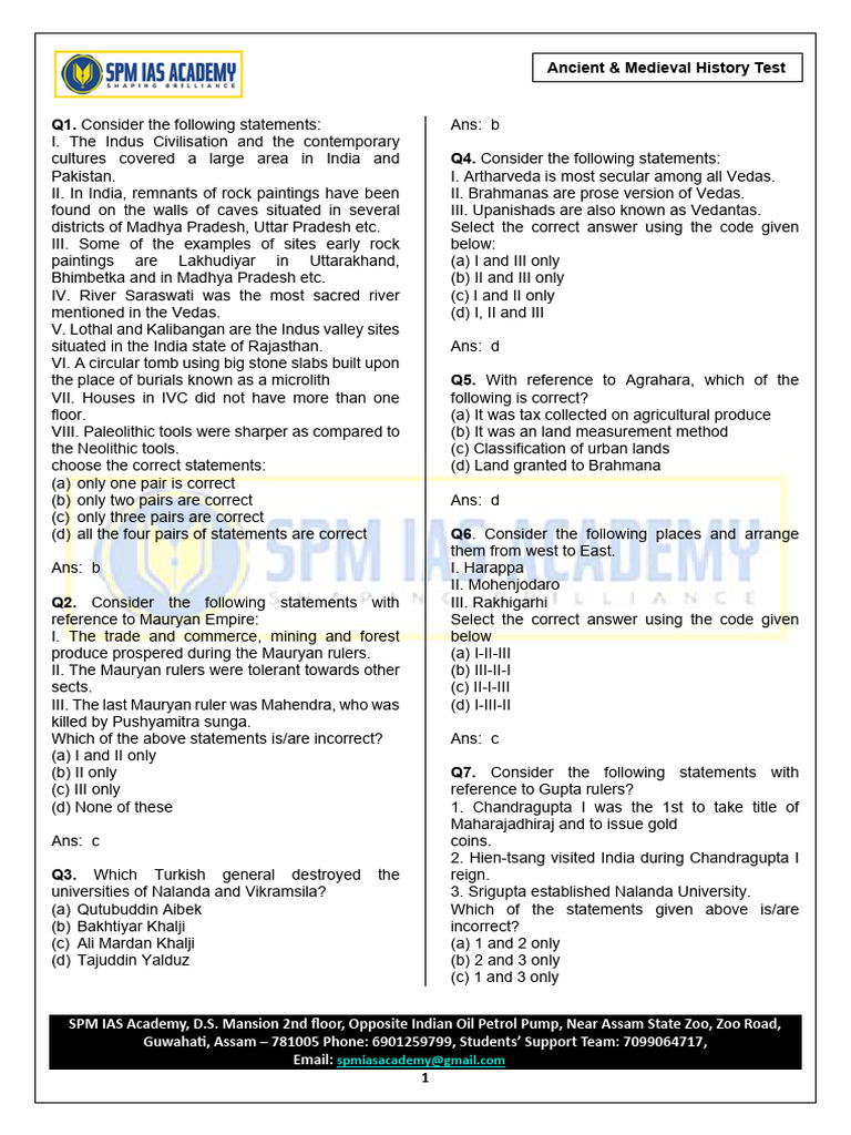 (Anskey) Ancient and Medieval History Test | PDF | Ashoka