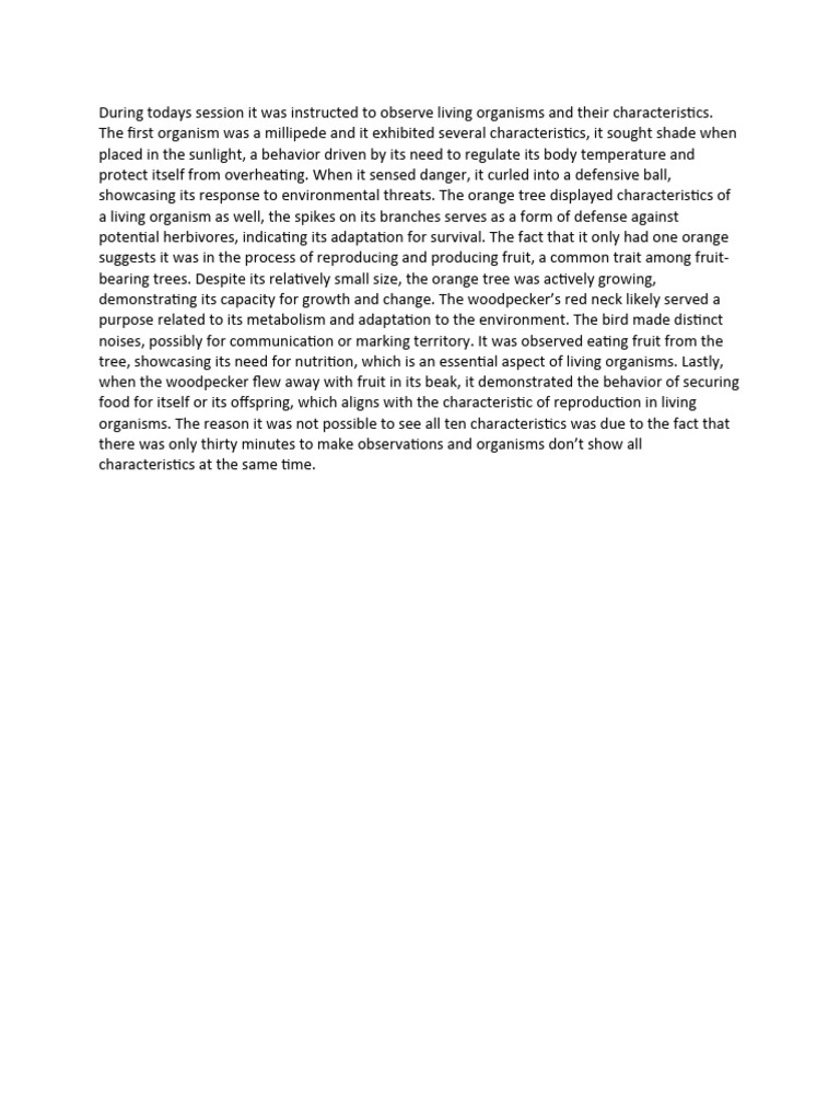 Bio - Living Organisms Reflection | PDF