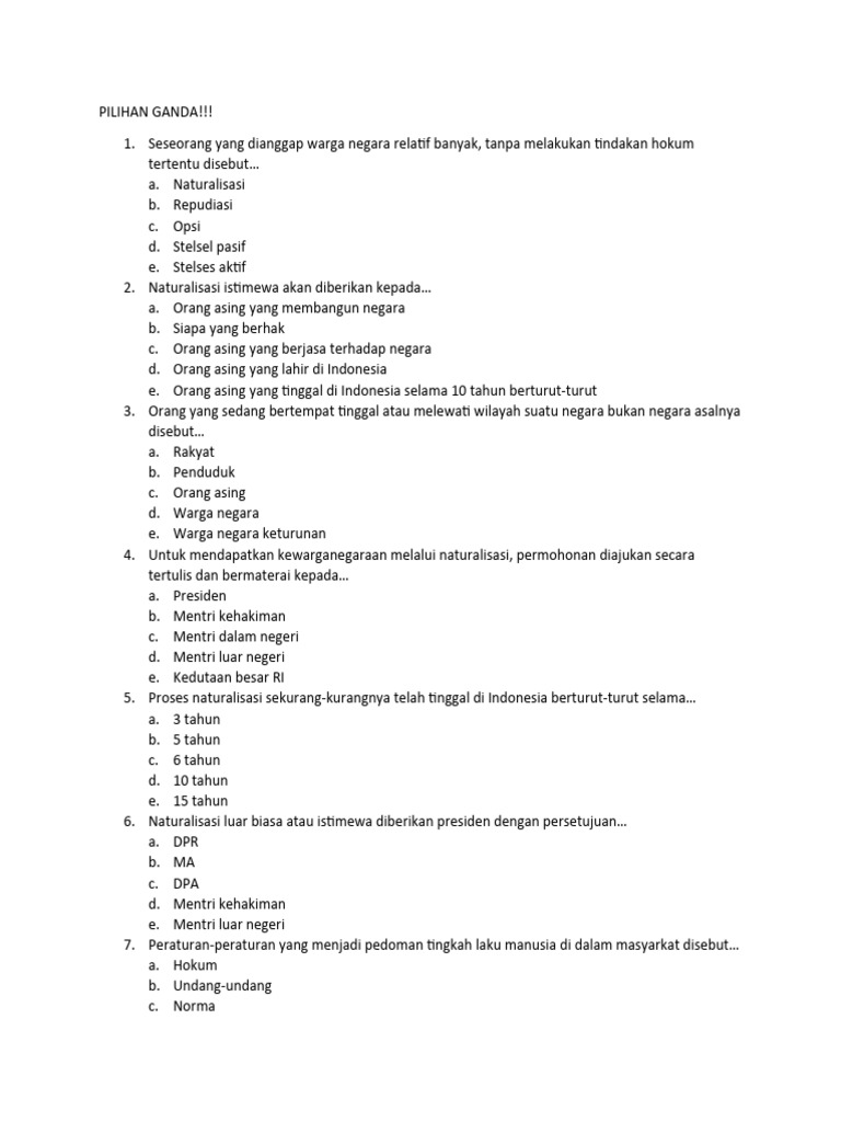 SOAL PKN | PDF | Politik | Ilmu Sosial