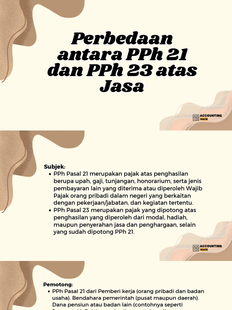 Perbedaan PPh 21 dan PPh 23 | PDF