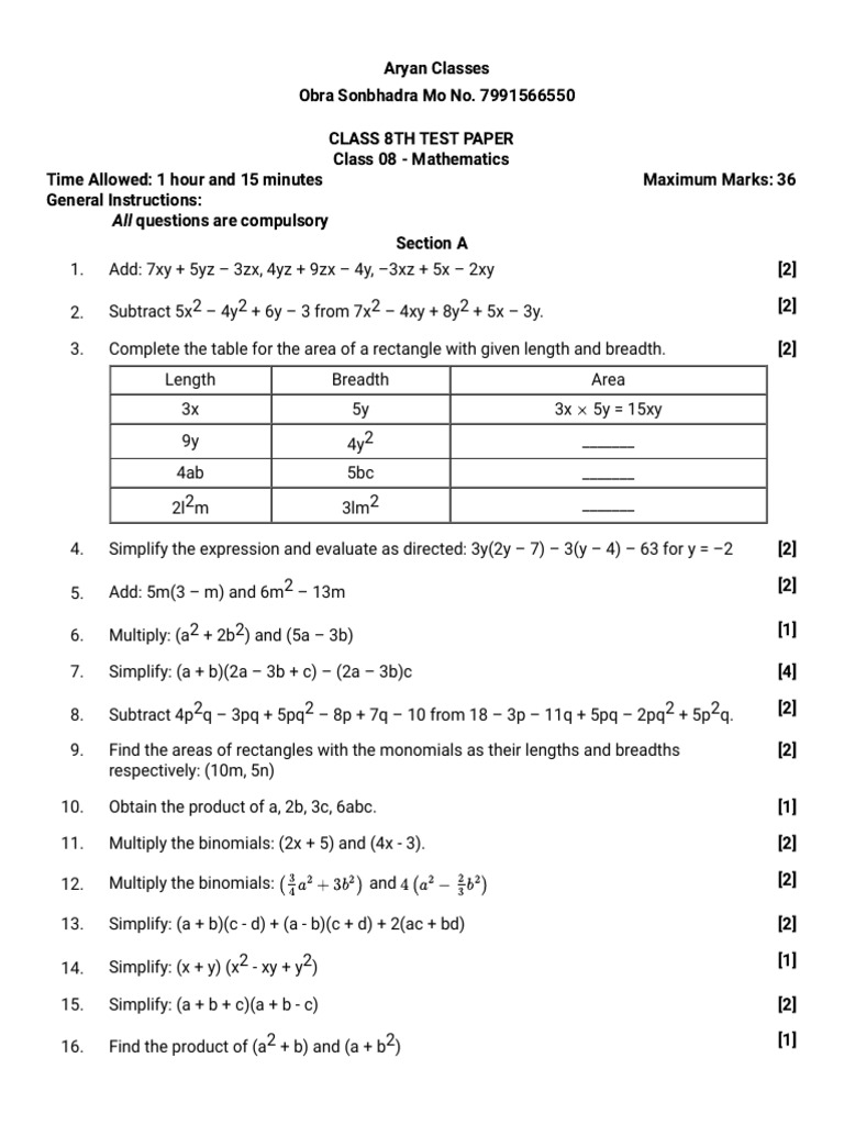 Print Question Paper | Download Free PDF | Mathematics | Elementary ...