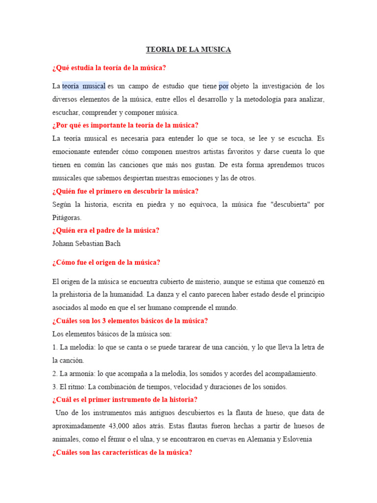 TEORIA DE LA MUSICA | PDF | Teoría musical | Armonía