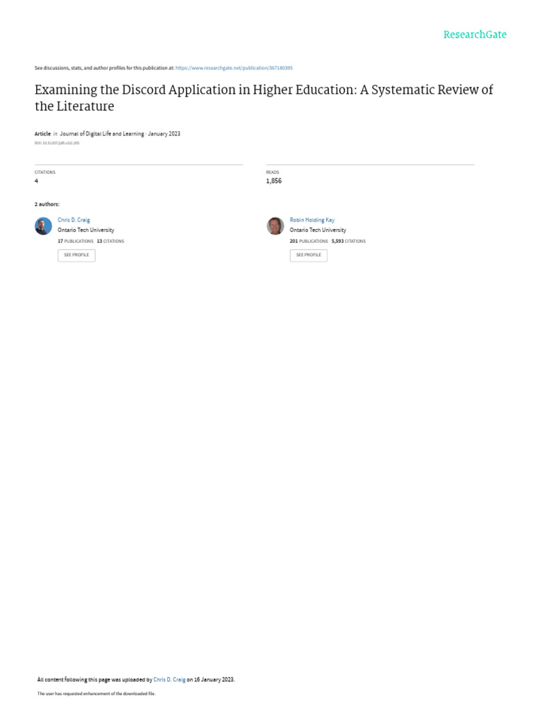 Discord in Higher Education: A Review | PDF | Social Media | Popular ...