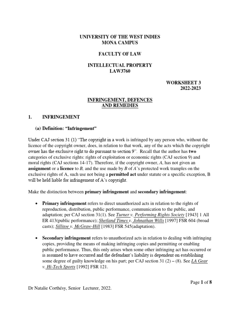 Intellectual Property Worksheet 3 2022 | PDF | License | Copyright ...