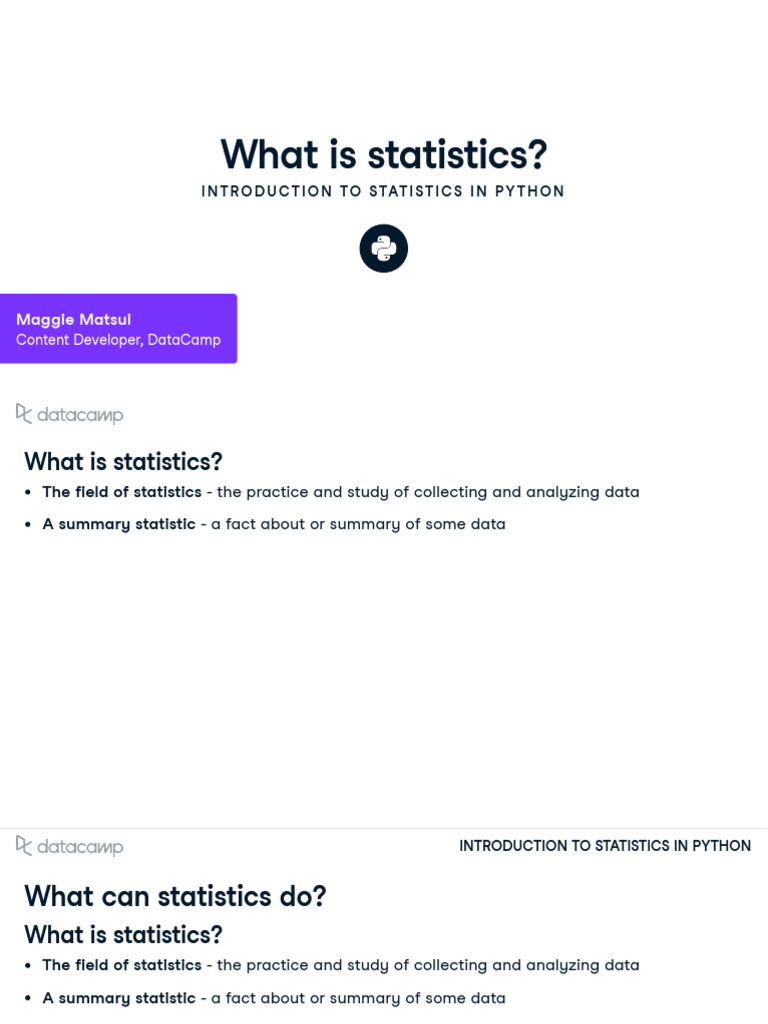 Statistics Fundamentals With Python | PDF | Probability Distribution ...