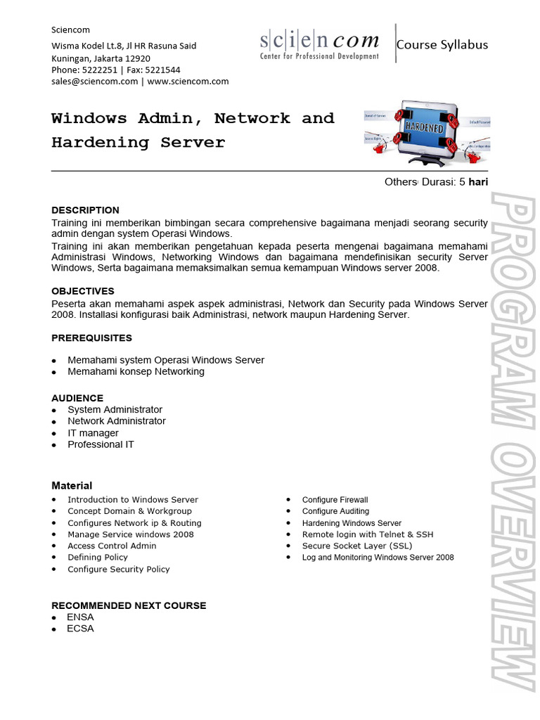 Pelatihan Hardening Windows Server 2008 | PDF | Komputer | Teknologi ...