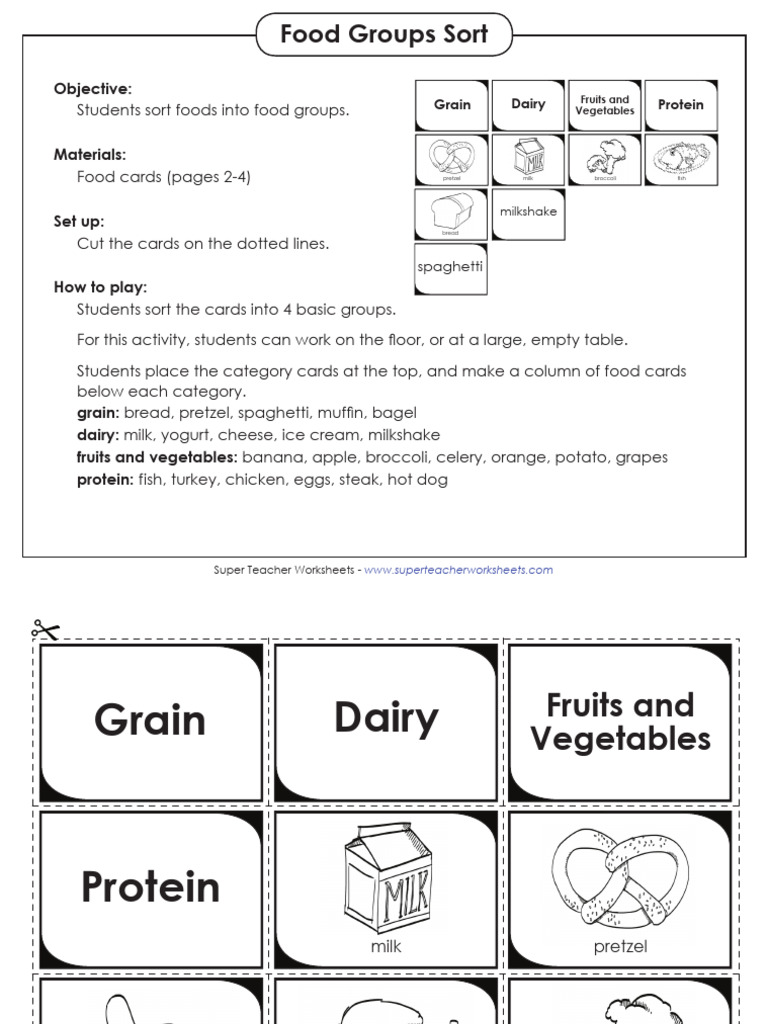 Food Groups Sorting Activity for Kids | PDF