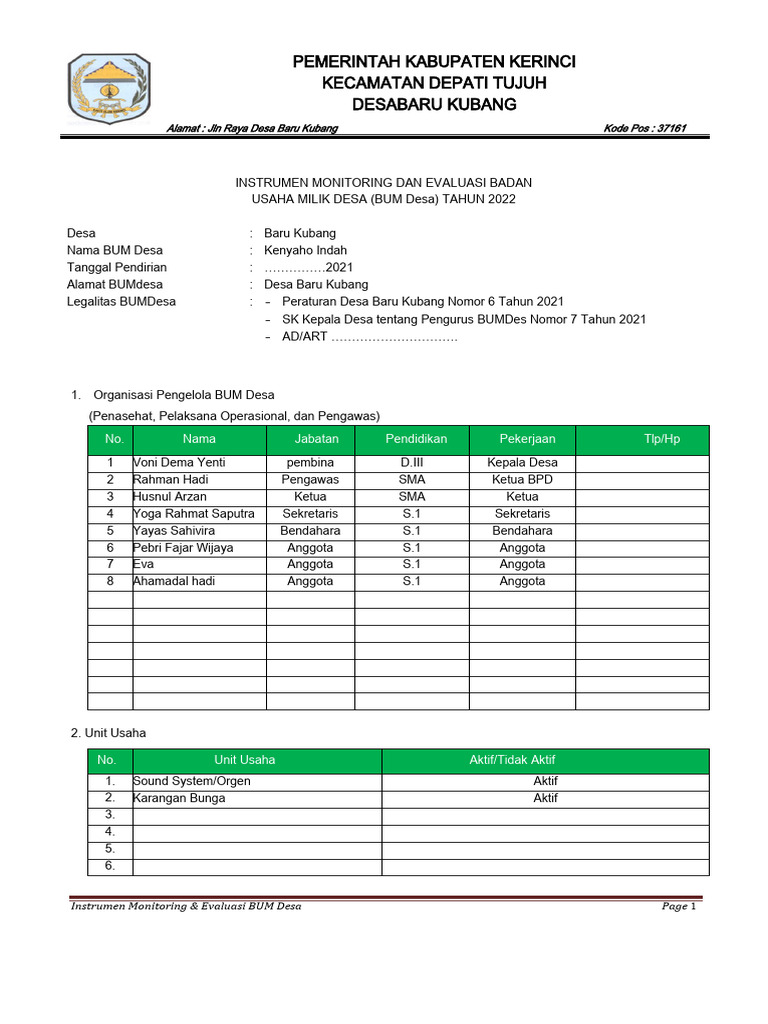 Monev BUM Desa | PDF