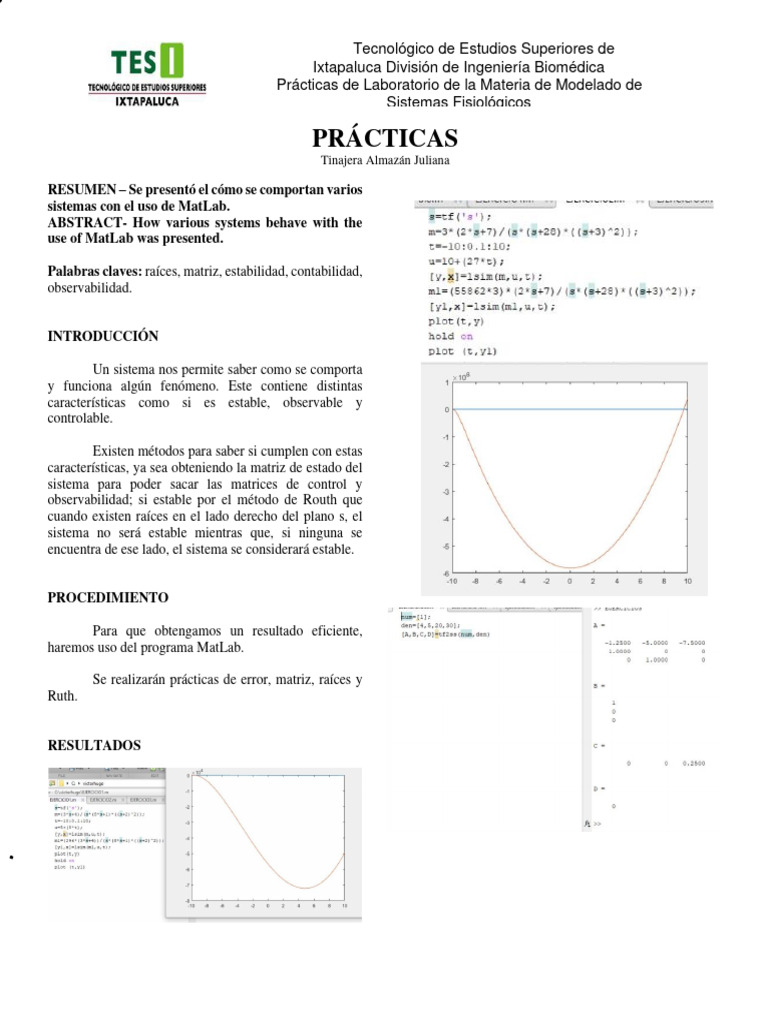 Modelado de Sistemas: Error, raíces, matriz de estado. | PDF | Matriz ... Modelado de Sistemas: Error, raíces, matriz de estado. | PDF | Matriz ...