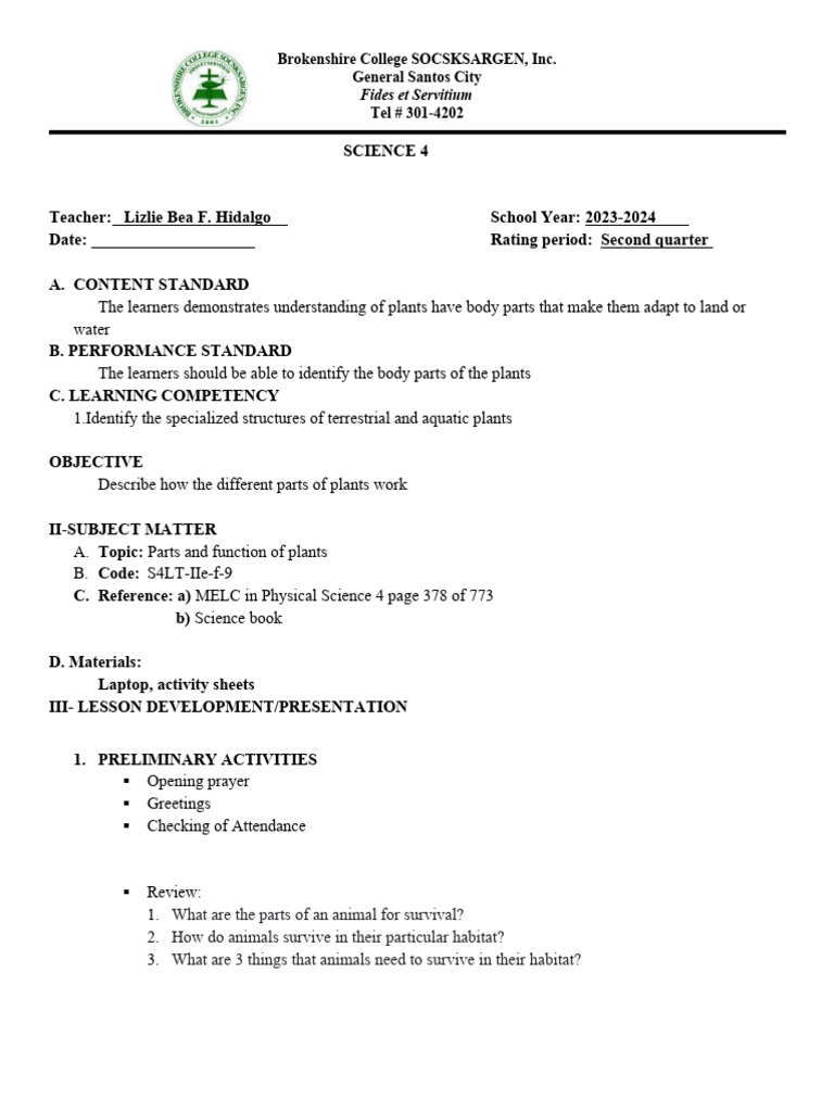 Understanding Plant Parts and Functions | PDF | Plants | Learning