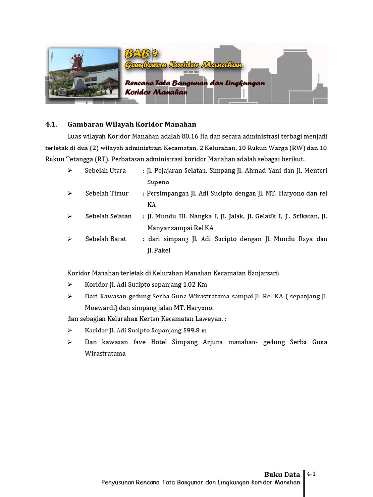Bab 4 Gambaran Wilayah Manahan | PDF