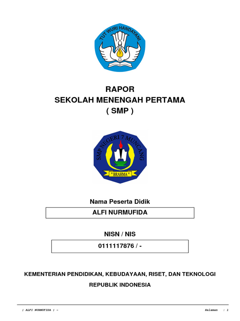 Pelengkap - Rapor - ALFI NURMUFIDA - 20232 | PDF