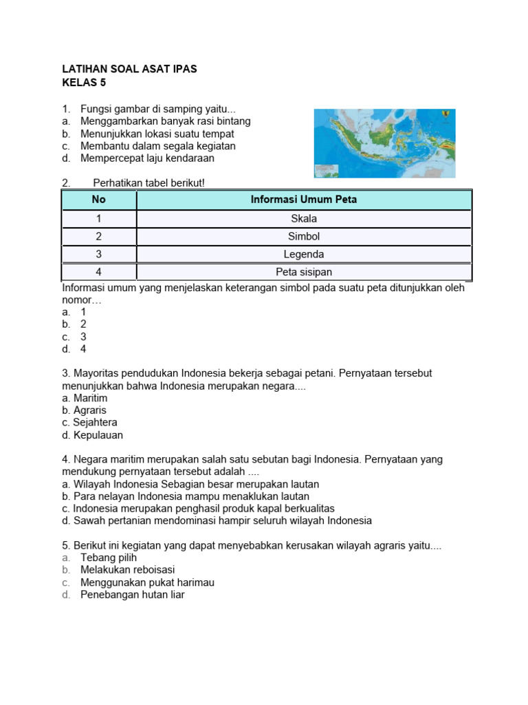 Latihan Soal Asat Ipas Kelas 5 | PDF | Sains & Matematika