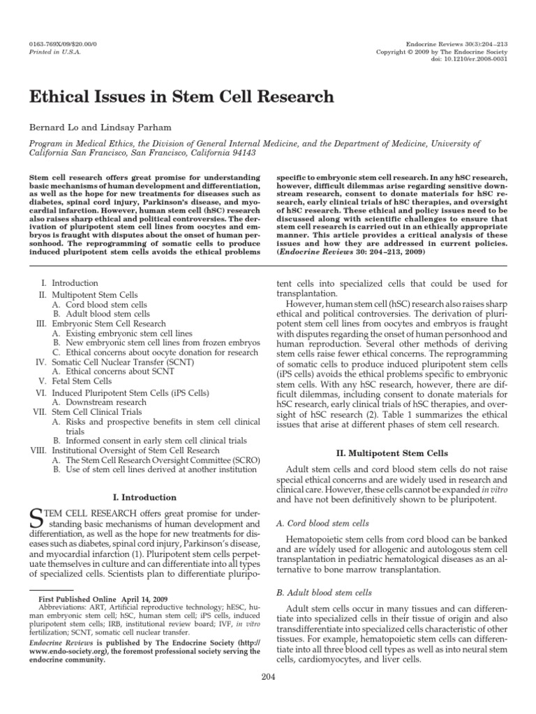 Ethical Issues in Stem Cell Research | Stem Cell | Clinical Trial