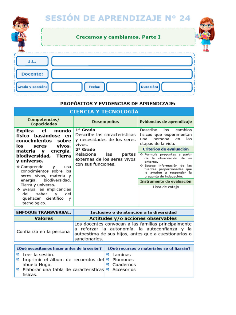 CRECEMOS Y CAMBIAMOS | Descargar gratis PDF | Evaluación | Aprendizaje