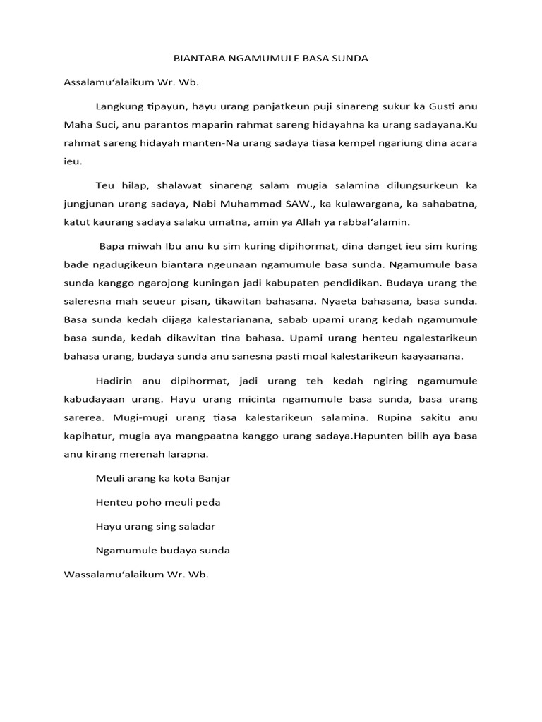 Biantara Ngamumule Basa Sunda | PDF