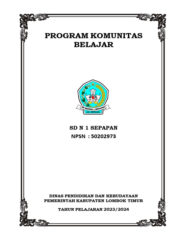 Laporan Komunitas Belajar SDN 1 Sepapan 2024 | PDF