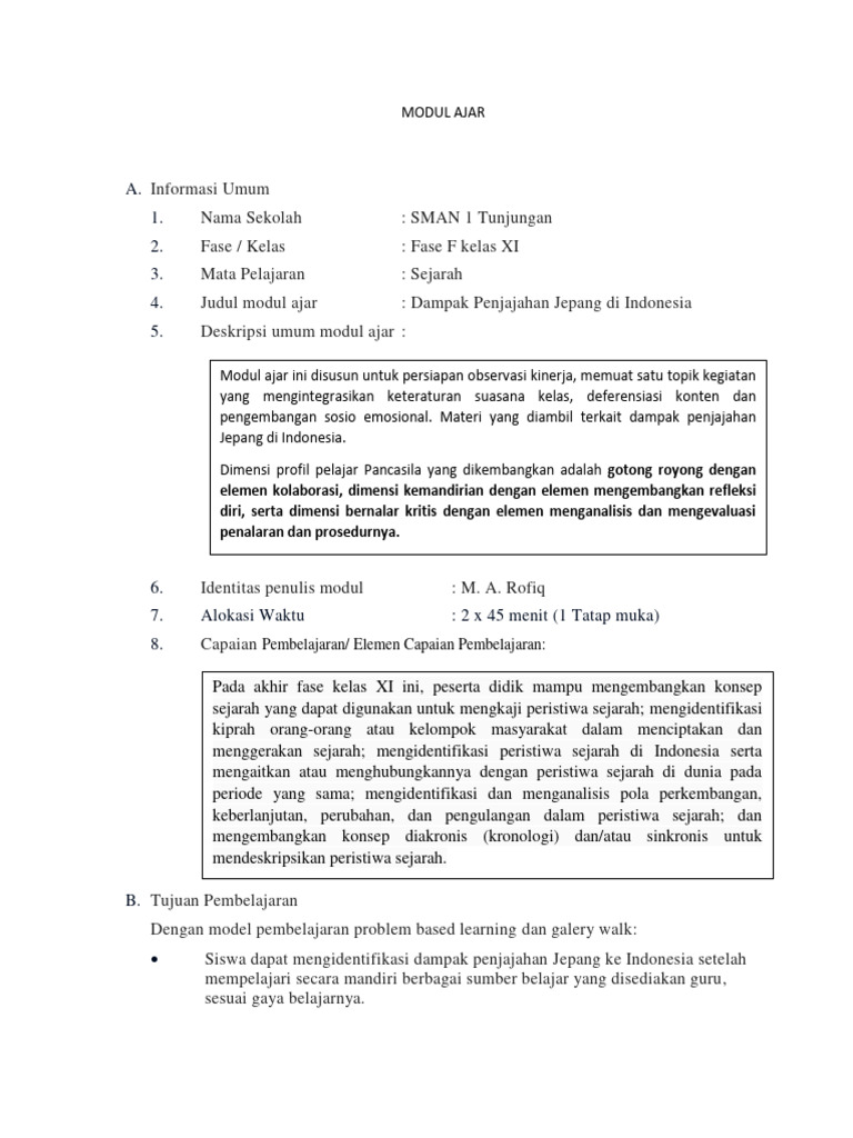 Modul Ajar Sejarah | PDF